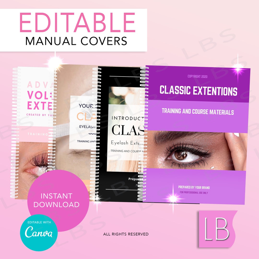 Editable Eyelash Extension Training Manual Covers, Instant Download ...