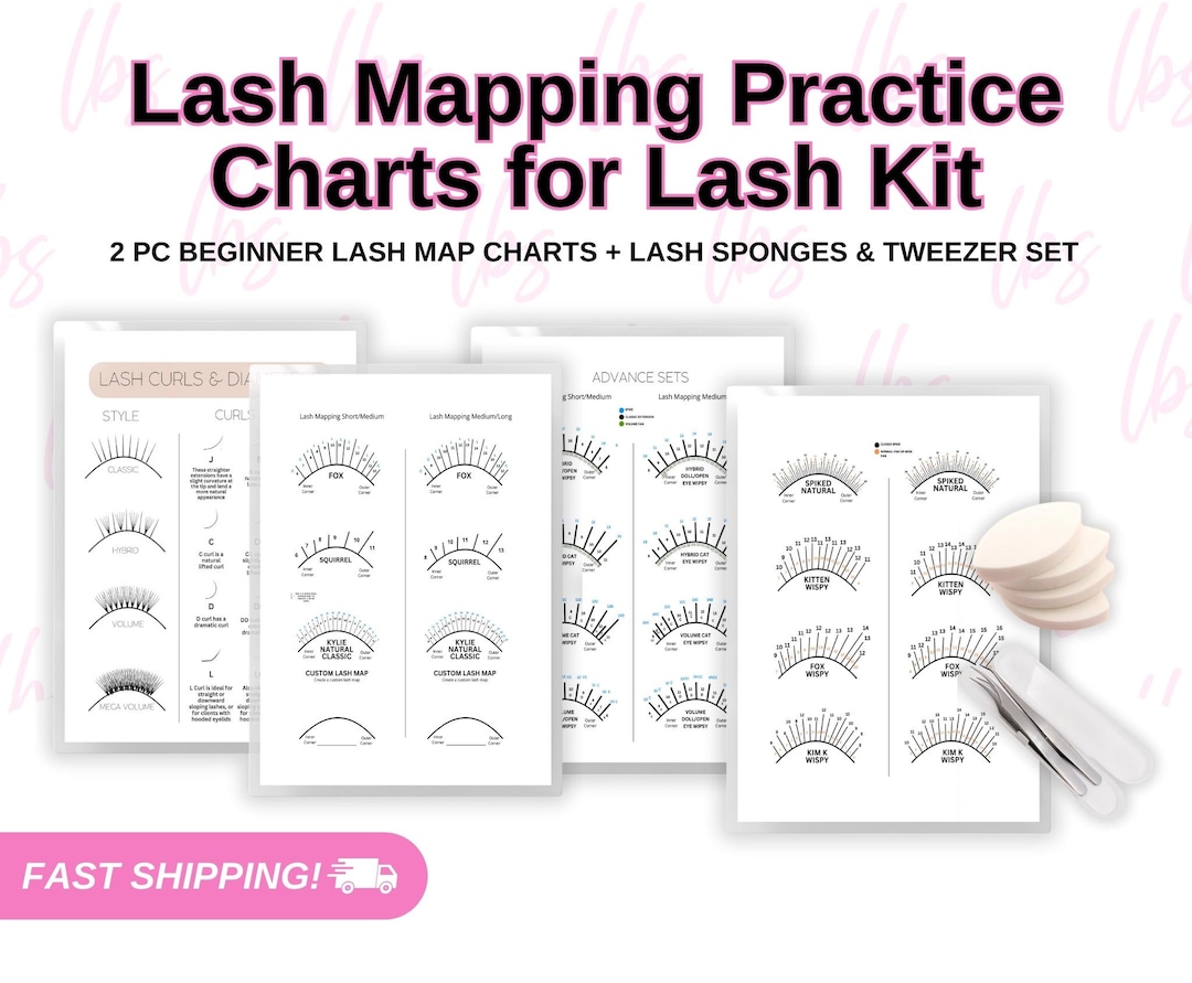 Lash Mapping Practice Charts for Lash Kit, Lash Sponges, Lash Practice ...