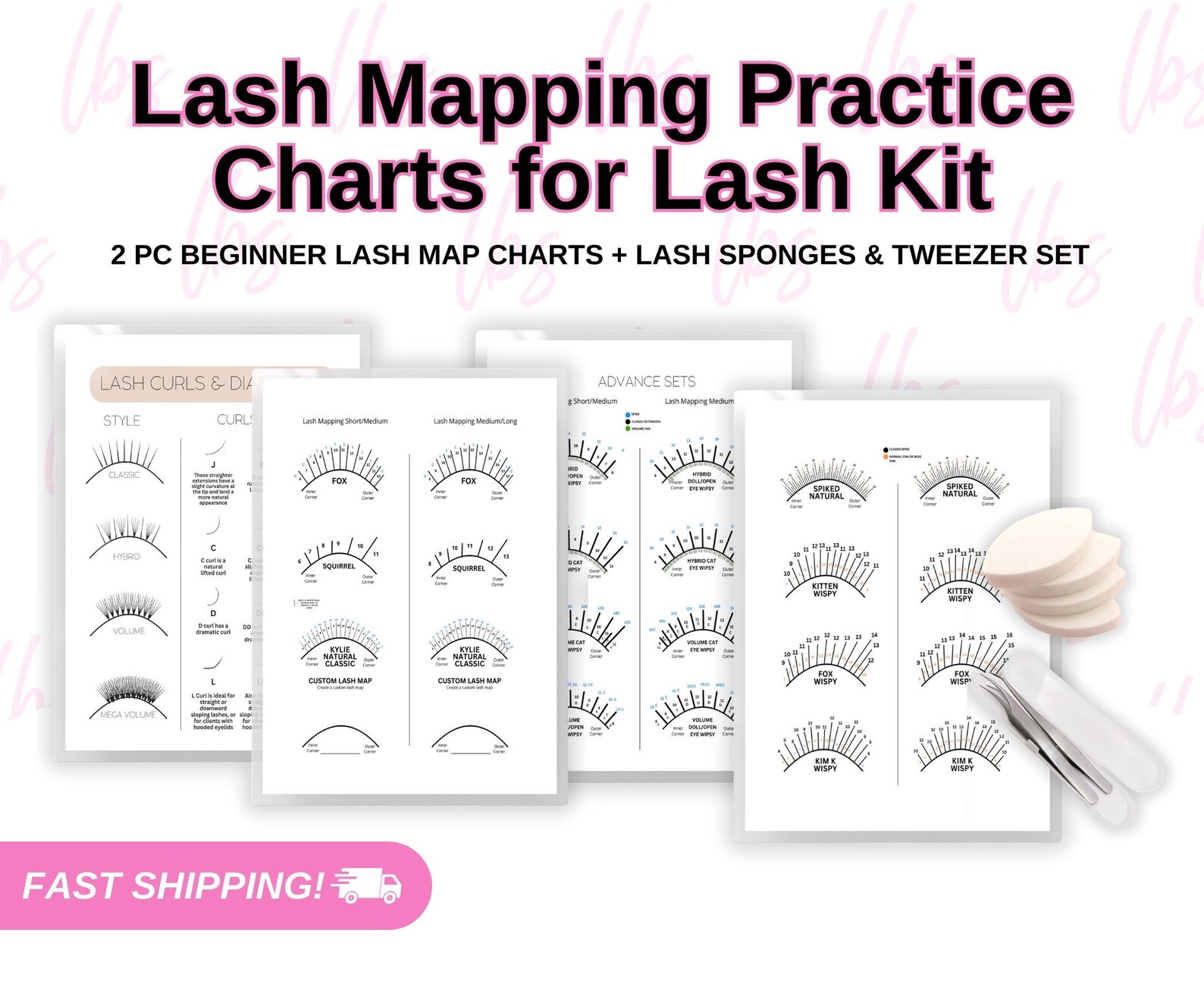 Lash Mapping Practice Charts for Lash Kit, Lash Sponges, Lash Practice ...