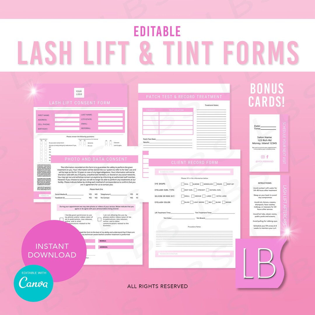 Lash Lift, Lash Lift Forms, Lash Forms, Lash Lift Client Forms, Client ...