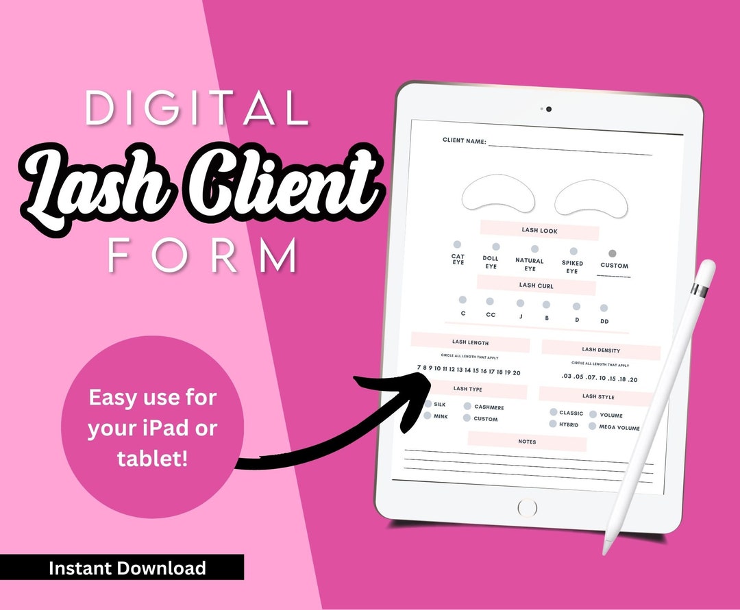 Client Record Form, Lash Forms, Lash Client Profile, Lash Styles, Lash ...