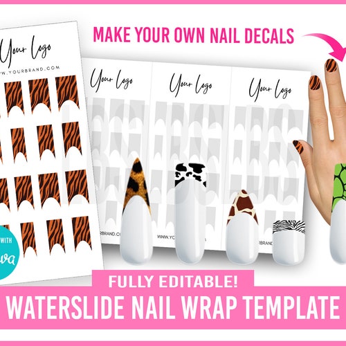 Editable Canva Waterslide Diy Nail Decal Design Templates For Etsy