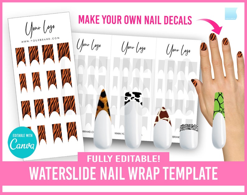 Waterslide Nail Decals, Nail Design Templates, French Tip Nail Template ...