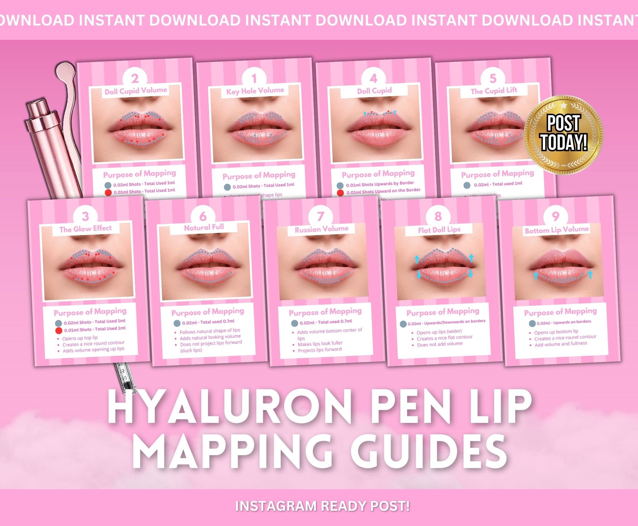 Hyaluron Pen Lip Mapping Lip Maps Russian Lips Keyhole - Etsy Canada