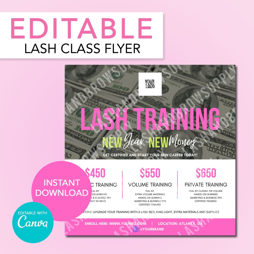 DIY Editable Eyelash Extension Class Flyer, Instant Download, Eyelash ...