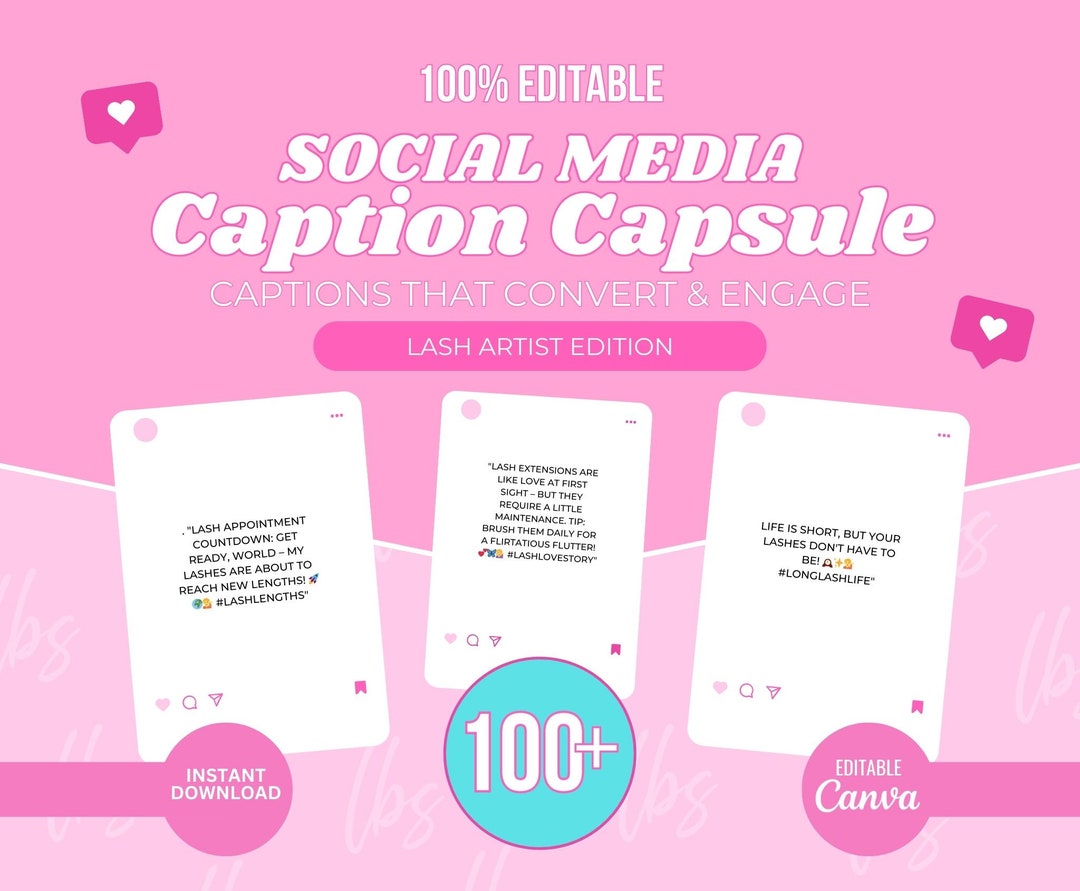 Lash Artist Caption Bundle, Social Media Marketing for Eyelash ...