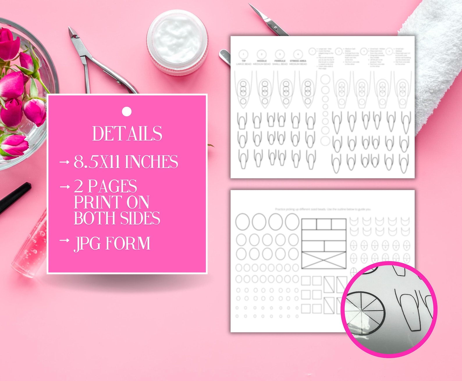 Acrylic Nail Practice Sheet, Bead Practice, Acrylic Practice, Acrylic ...