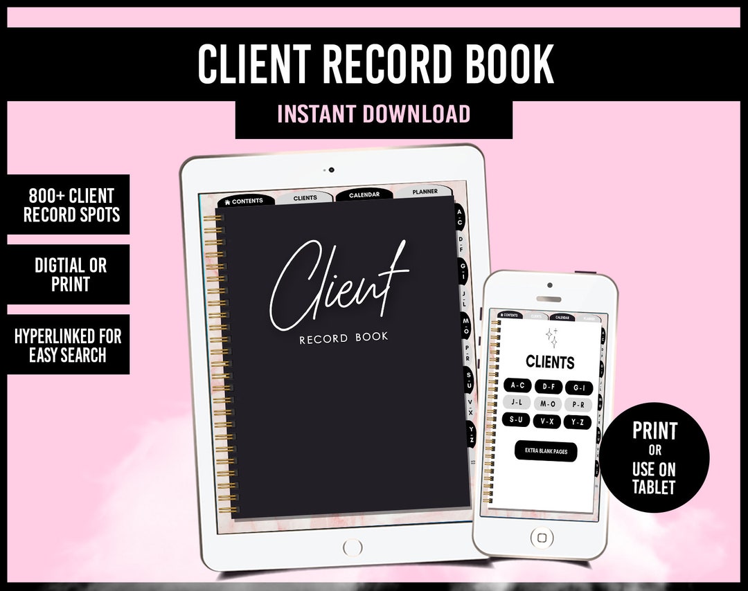 2024 Digital Record Book, Client Record Book, Lash Business Forms ...
