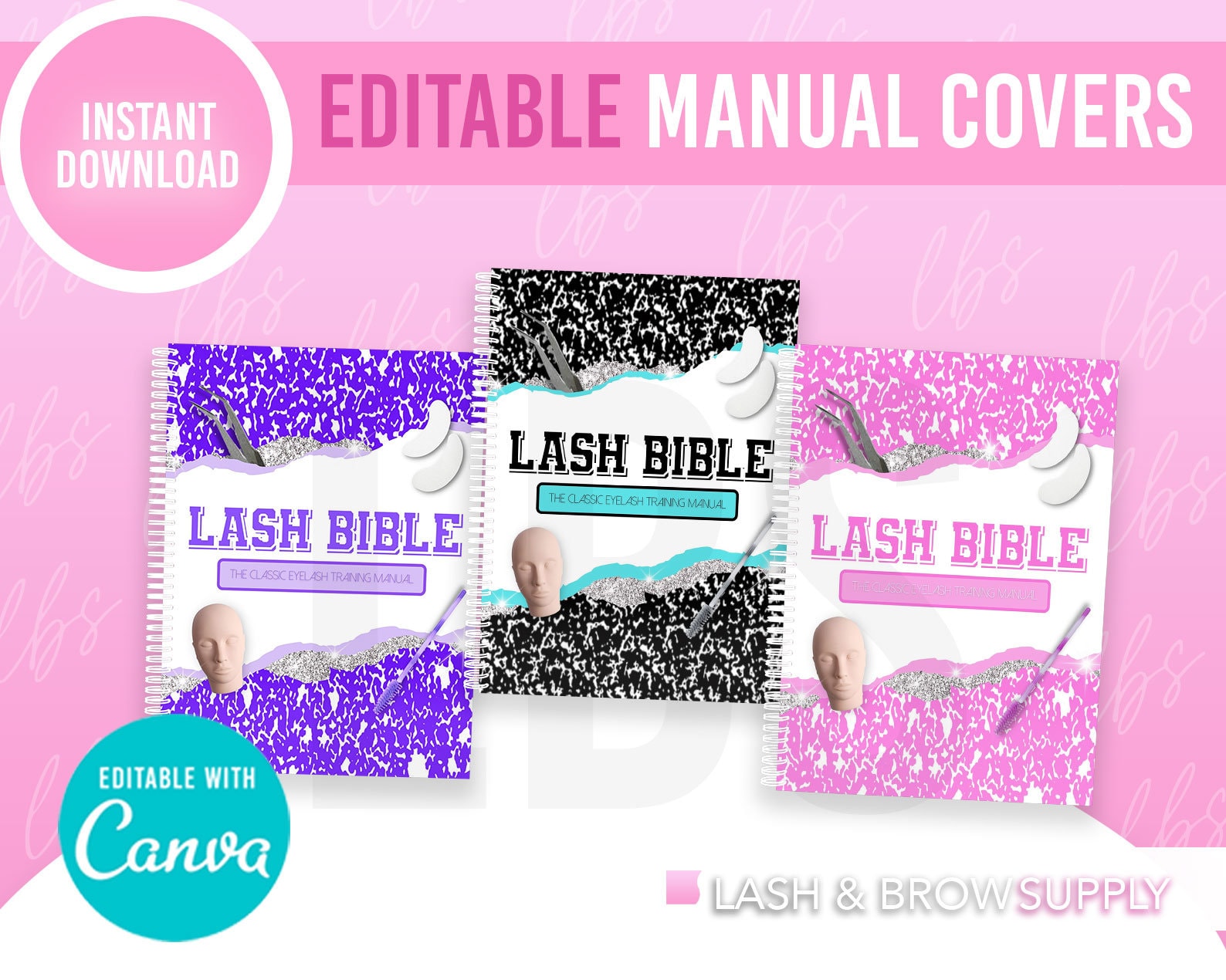 Editable Eyelash Manual Cover, DIY Lash Ebook Cover, Ebook Cover ...