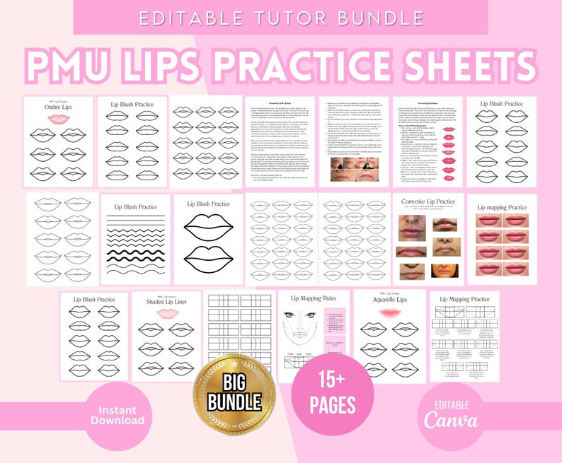 Editable Lip Blush Practice Lip Mapping Training PMU Lip - Etsy
