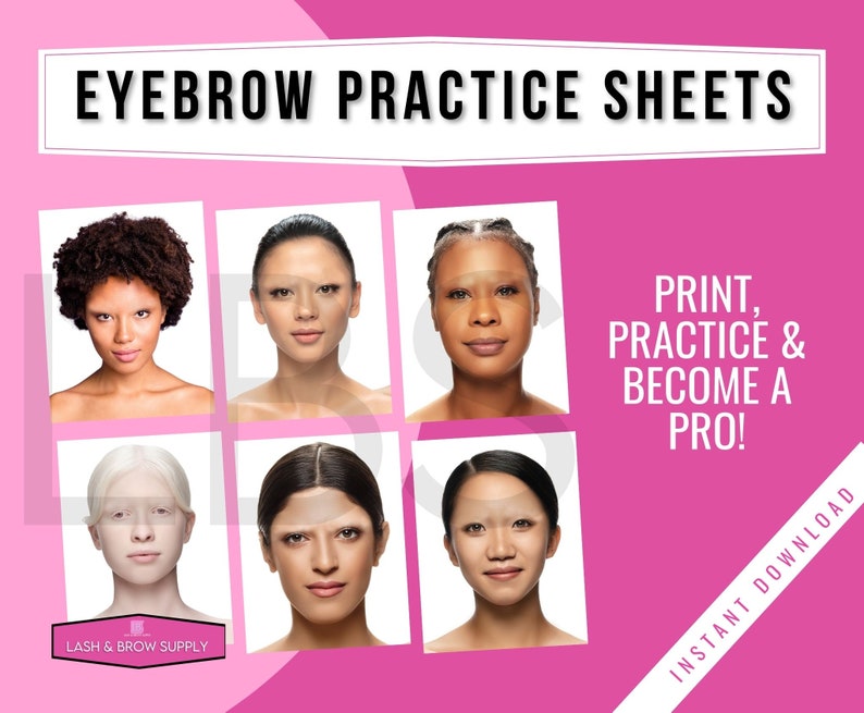 Eyebrow Practice Sheets, Brow Mapping, Microblading Practice ...