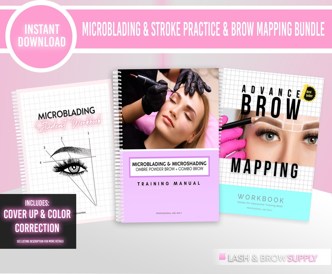 Microblading Manual, Brow Mapping Guide, Microblading Stroke Practice ...