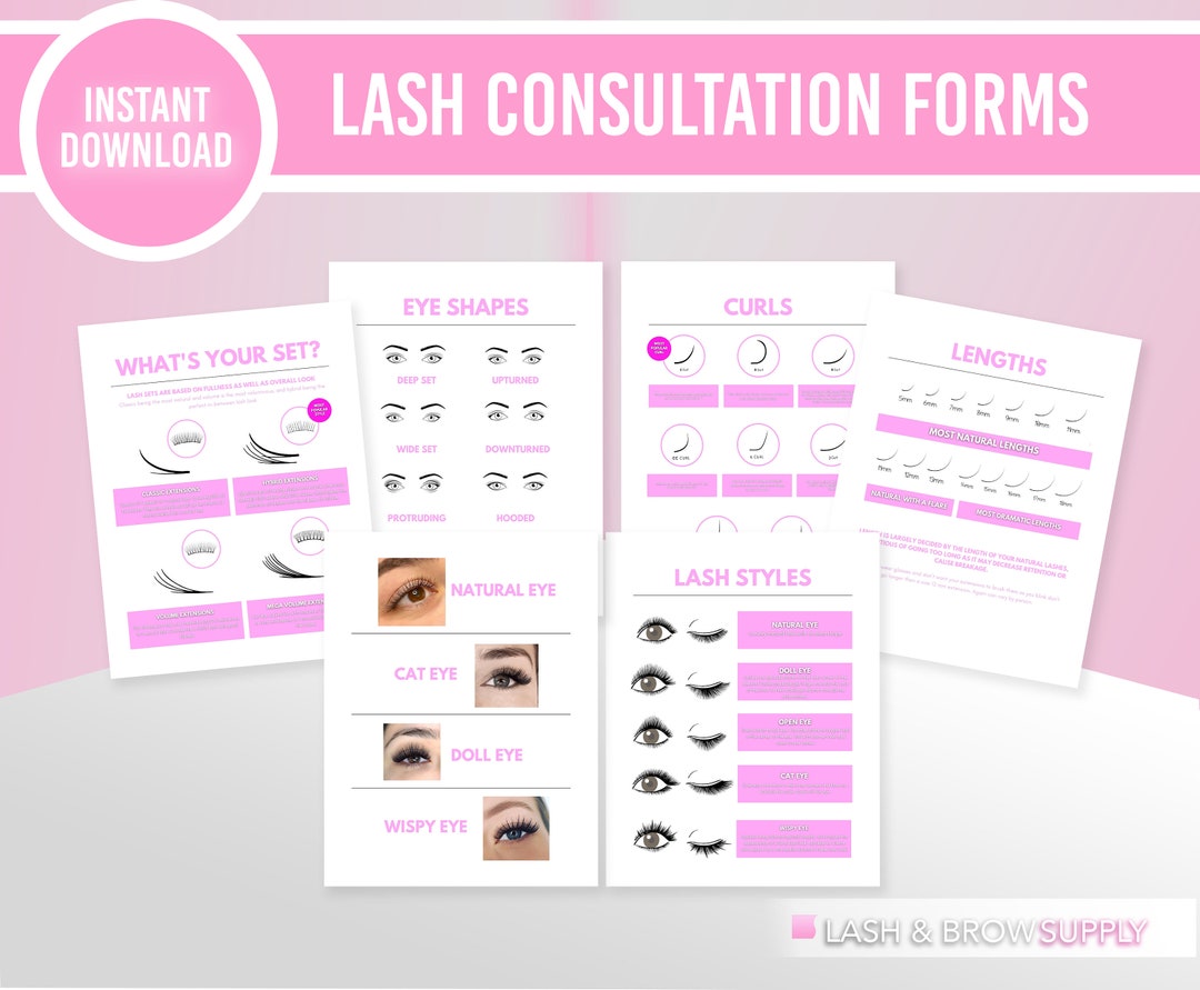 Eyelash Consultation Forms PDF, Eyelash Style Guide, Eyelash Styles ...