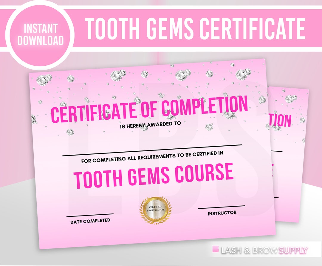 Tooth Jewelry Certificate, Teeth Gems Certificate, Dental Jewelry ...