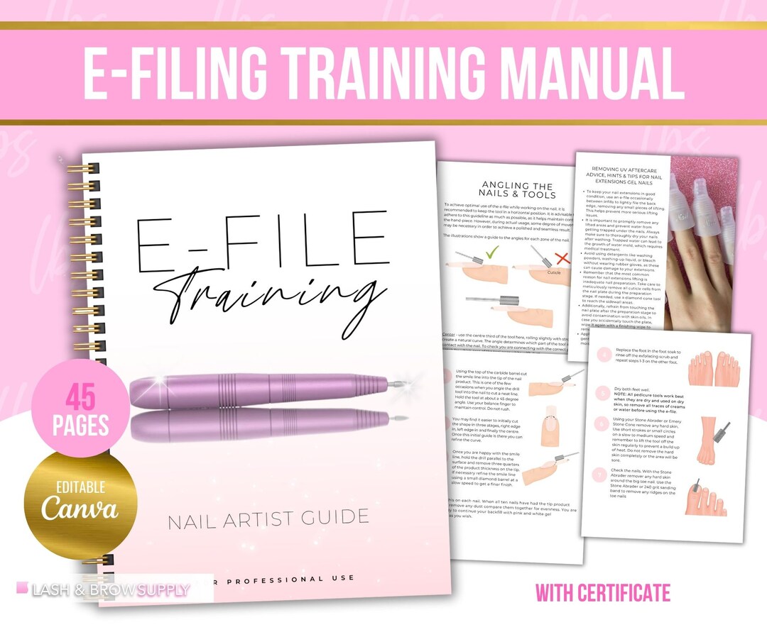 E File Training Guide, E-file Nail Guide, E Filing Nail Course, E-file ...