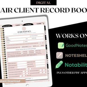 2024 Digital Client Record Book, Client Record Book, Hair Tech Planner ...