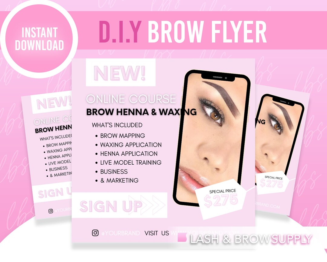 DIY Brow Henna Class Flyer, Eyelash Tech, Henna Brows, Eyebrow Tech ...