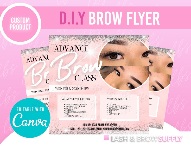 DIY Editable Microblading Flyer, Eyebrow Class Flyer, Instant Download ...