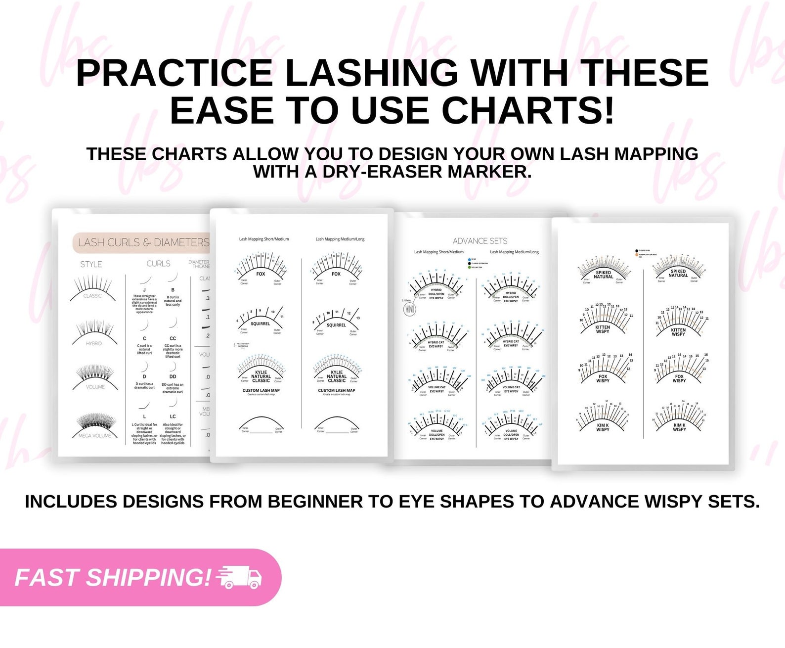 Lash Mapping Practice Charts for Lash Kit, Lash Sponges, Lash Practice ...