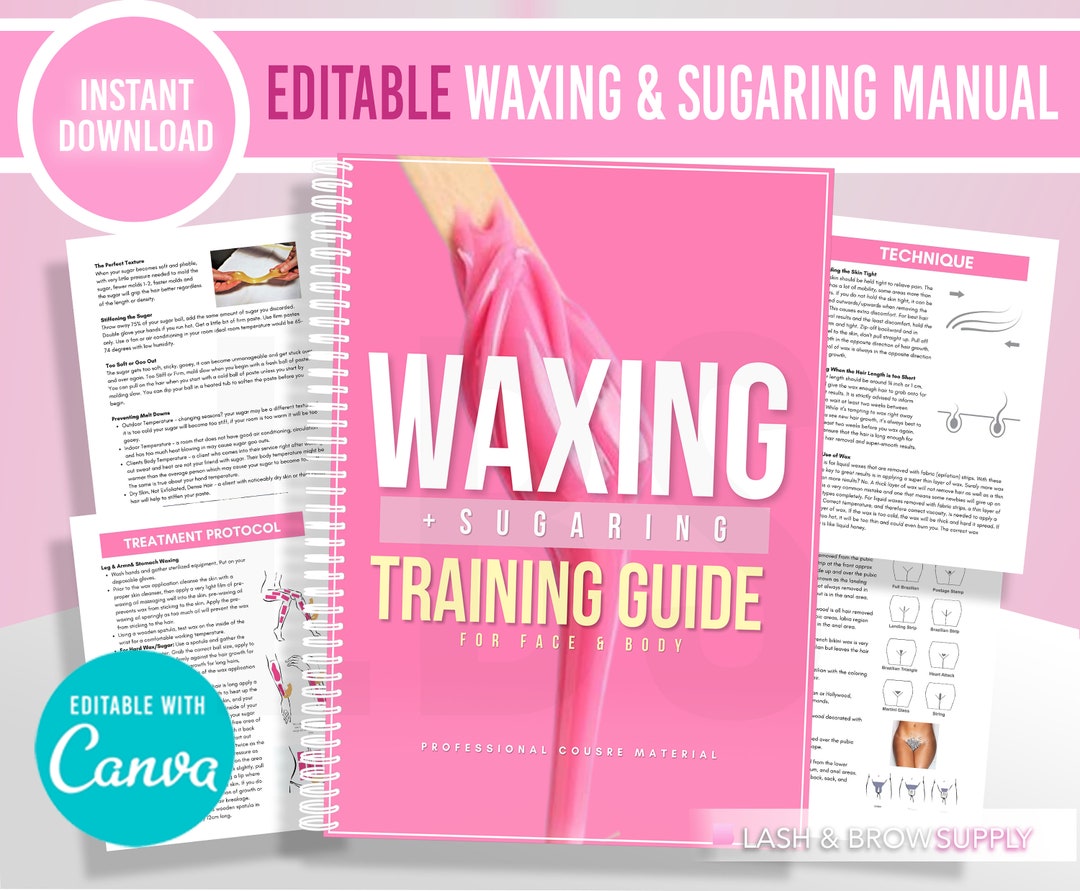 Editable Wax Manual, Sugaring Manual, Sugaring Training, Wax And Sugar