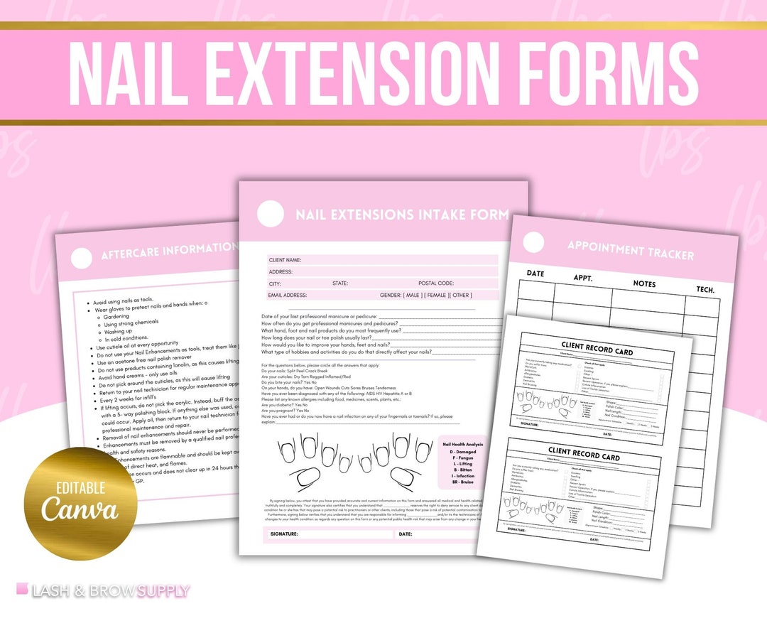 Nail Extensions Documents, Nail Tech Forms, Nail Enhancement Forms ...