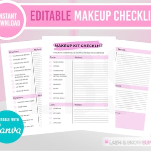 Makeup Artist Checklist, Makeup Kit Checklist, MUA Checklist, Manual ...