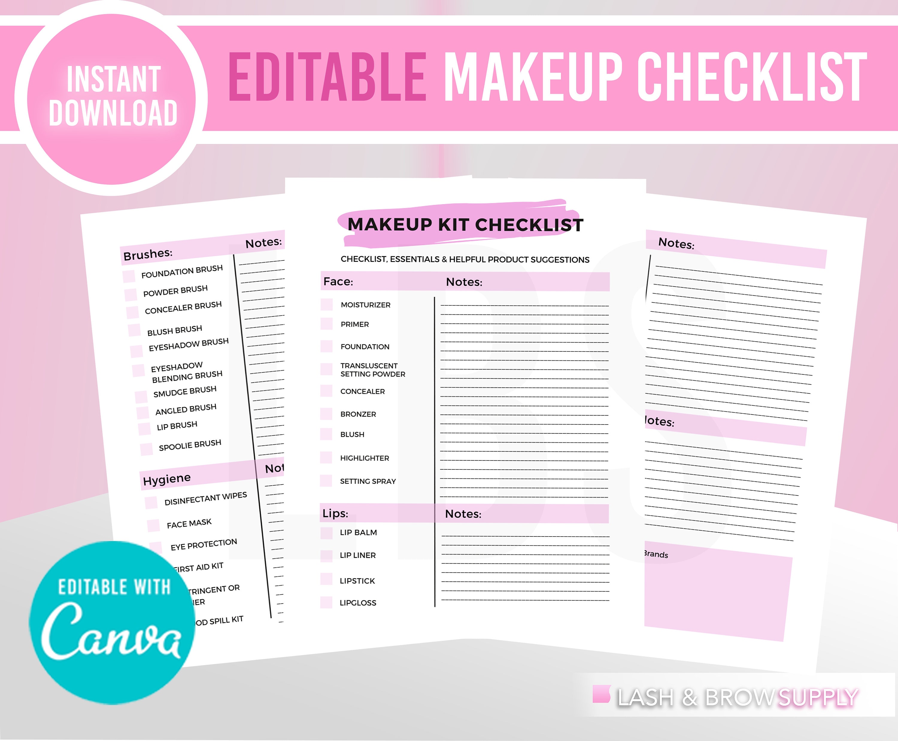 Makeup Artist Checklist, Makeup Kit Checklist, MUA Checklist, Manual ...