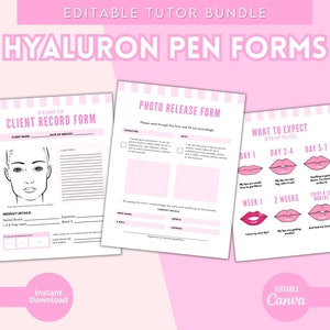 Hyaluron Pen Consent Form, Client Record Form, Client Waiver, Aftercare ...