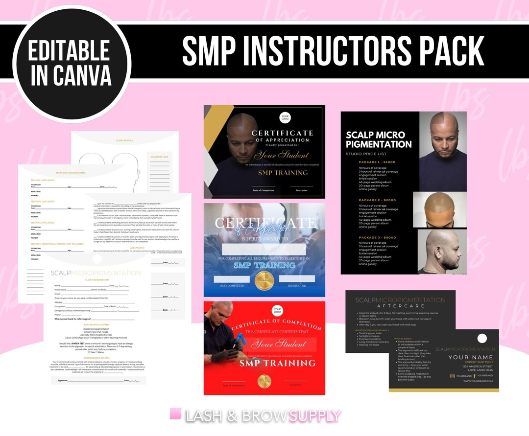 Scalp Micropigmentation Training Bundle, SMP Certificate, SMP Consent ...