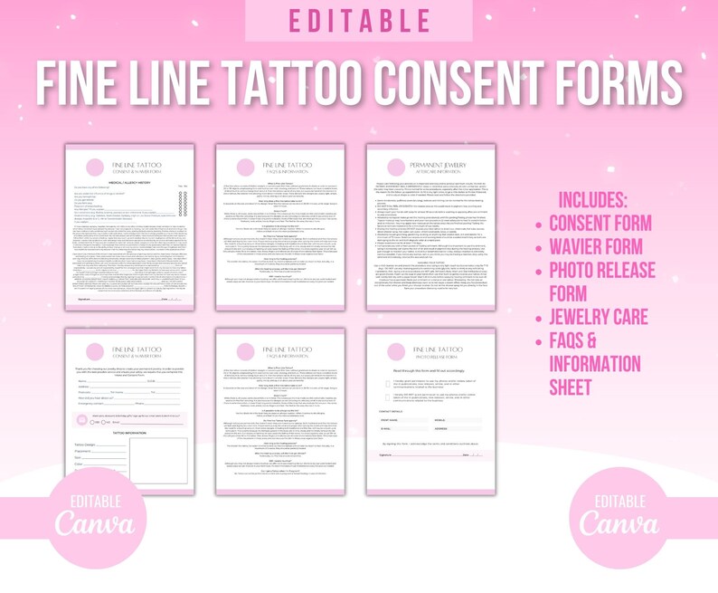 Fine Line Tattoo Consent Forms, Tattoo Consent Forms, Tattoo Form ...
