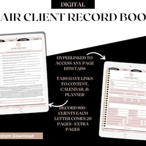 2024 Digital Client Record Book, Client Record Book, Hair Tech Planner, Hair Business Forms ...