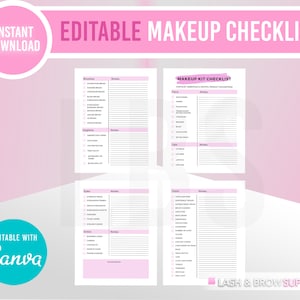 Makeup Artist Checklist, Makeup Kit Checklist, MUA Checklist, Manual ...
