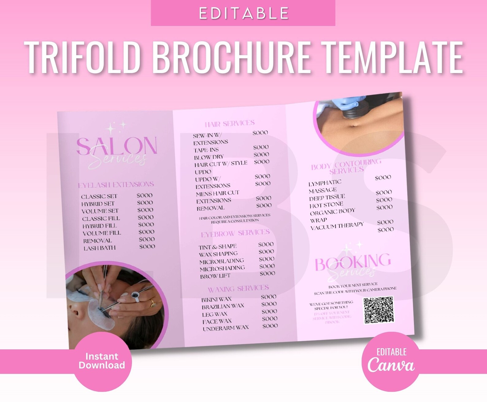 Trifold Brochure Template, Beauty Salon Leaflet, Tri-fold Day Spa Price ...