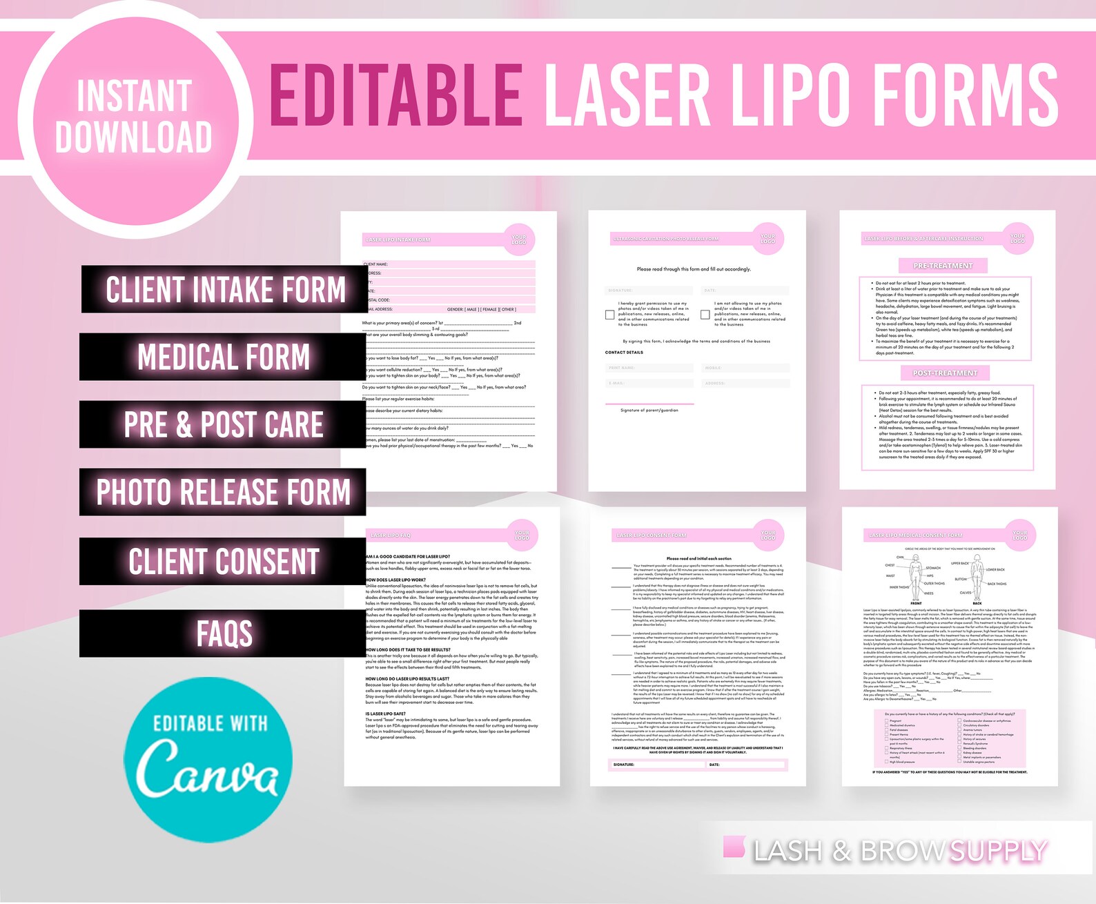 Lipo Laser Forms Editable Intake Body Contouring Intake | Etsy