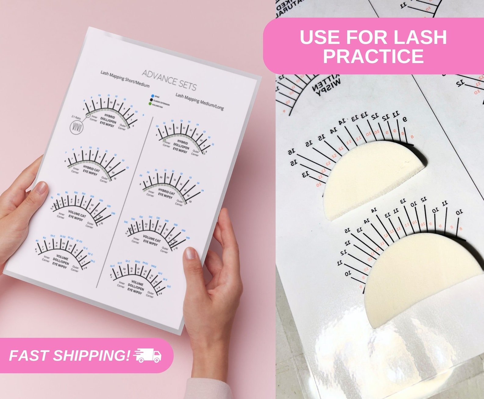 Lash Mapping Practice Charts for Lash Kit, Lash Sponges, Lash Practice ...