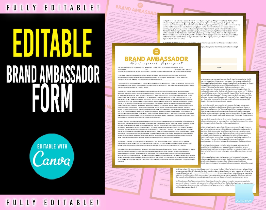 Brand Ambassador Form, Brand Influencer Contract, Influencer ...