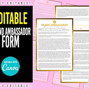 Brand Ambassador Form, Brand Influencer Contract, Influencer ...