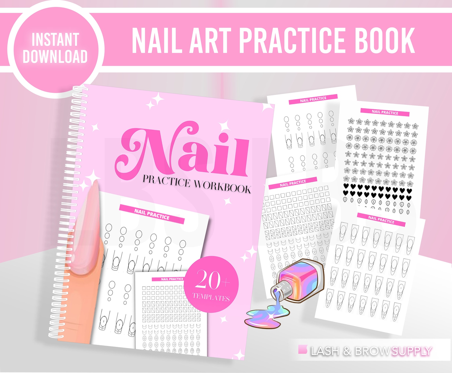 Nail Art Practice Book, Acrylic Ratio Practice Sheet, Acrylic ...