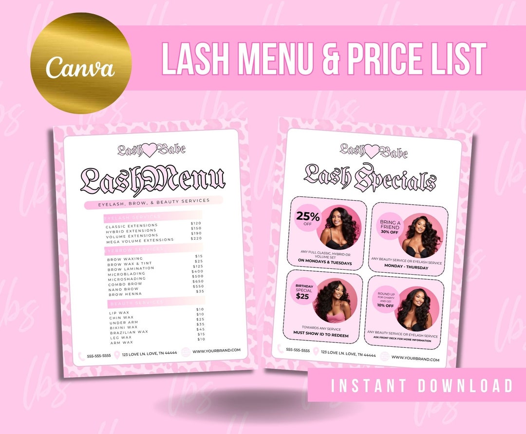 Lash Menu, Lash Price List, Lash Extensions Tech Price List, Lash Tech ...