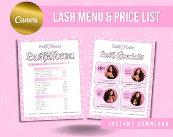 Lashes Menu, Extensions Tech Price List, Lash Tech Services, Y2K Flyer ...