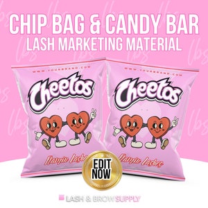 Valentines Day Chip Bags, Custom Chip Bag, Eyelash Marketing,, Party ...