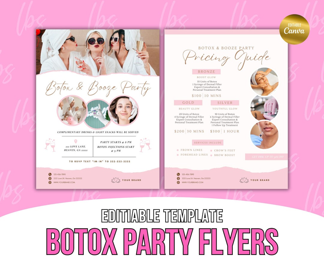 Botox Party Flyer, Botox Party Invitation, Botox Party Invite Template ...