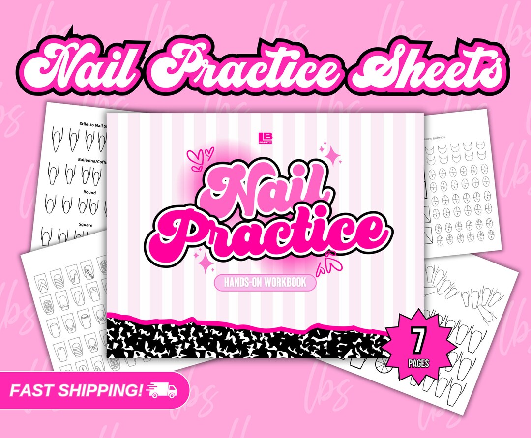 Nail Practice Book, Nail Art Worksheet, Nail Practice Sheet, Nail ...