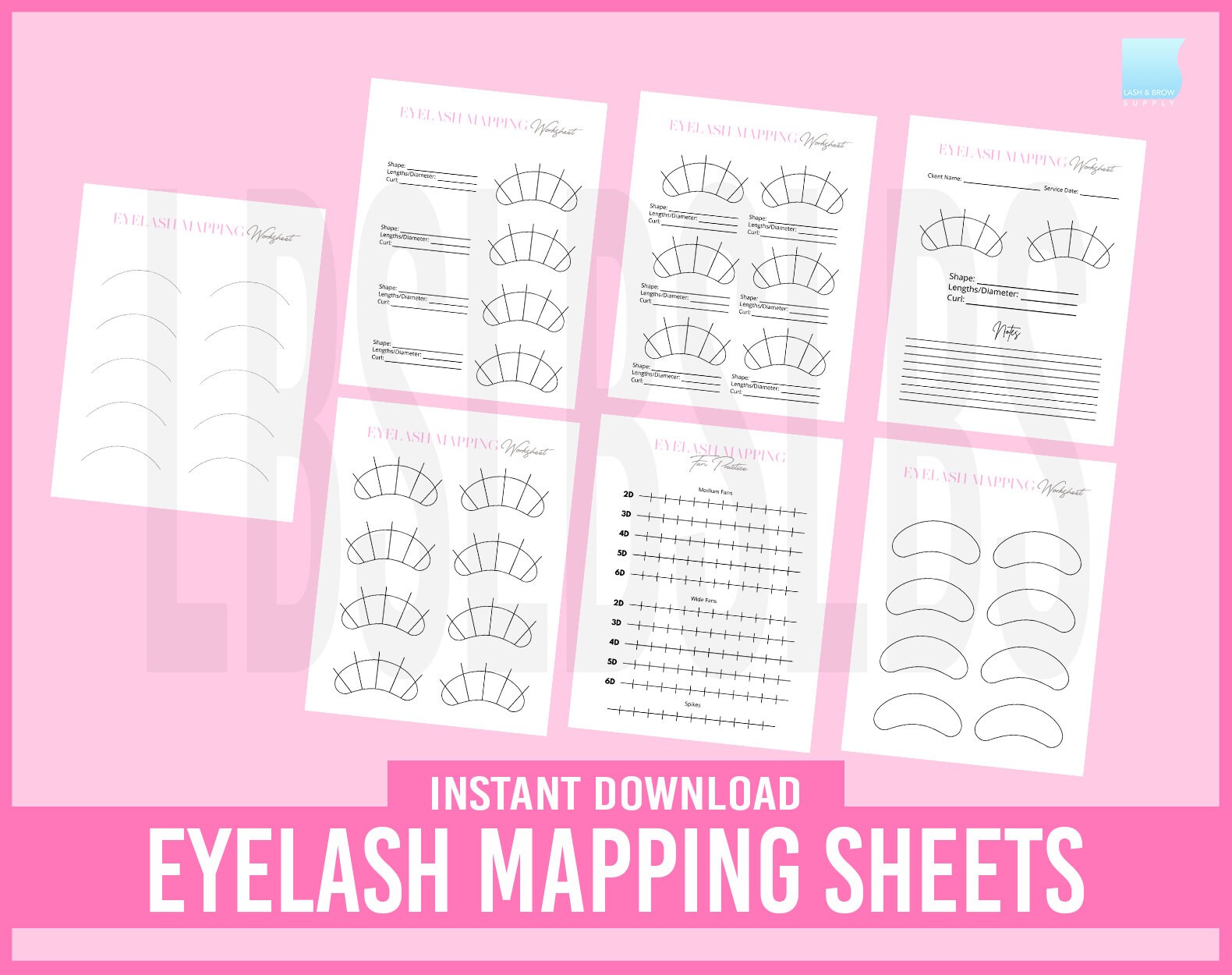 Lash Map Practice Sheets, Eyelash Mapping Sheets, Eyelash Styling, Lash ...