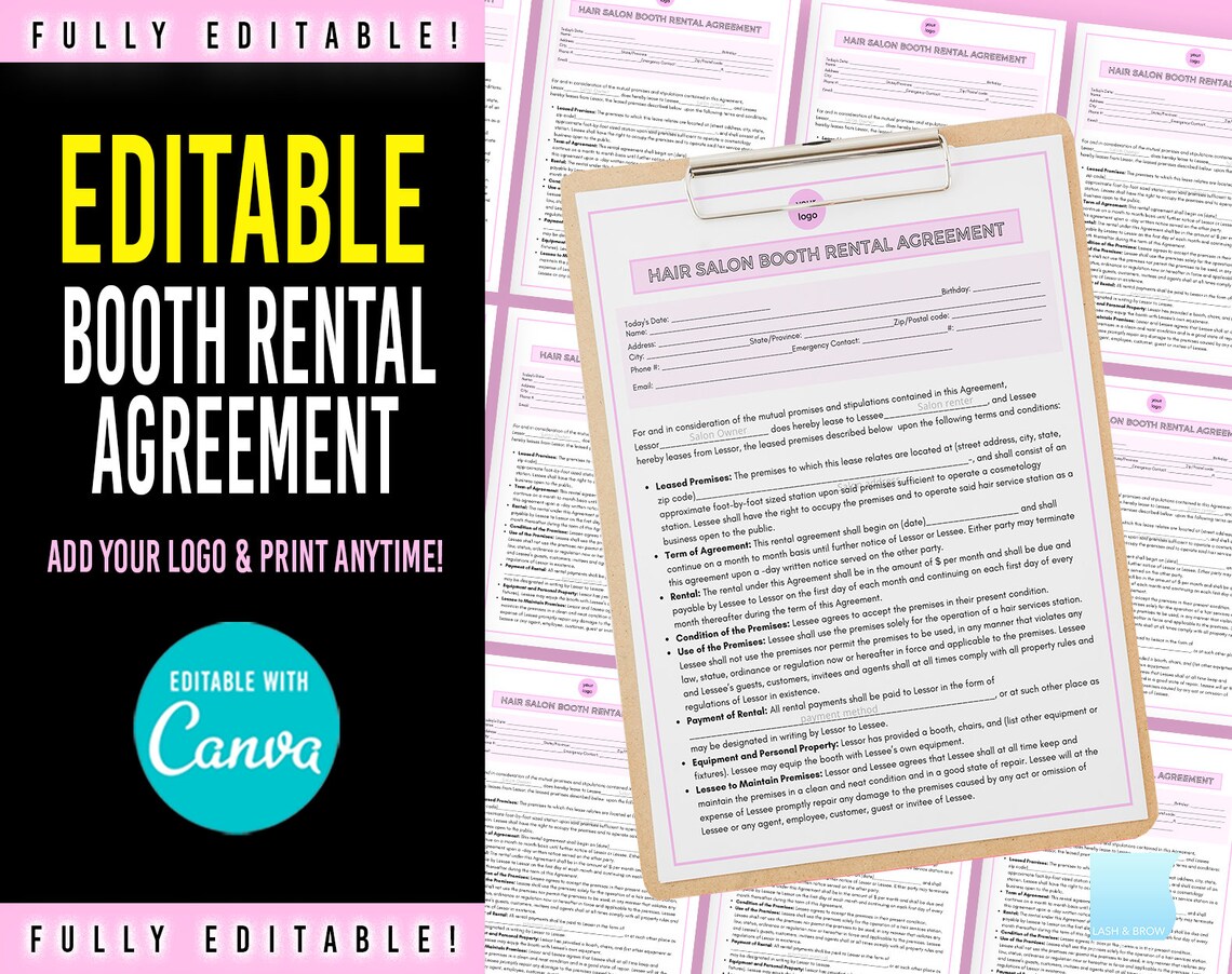 Hair Salon Booth Rental Agreement Salon Booth Lease - Etsy