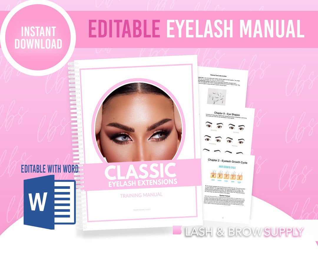 Editable Classic Eyelash Manual, Eyelash Training, Lash Class, Custom ...