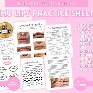 Editable Lip Blush Practice, Lip Mapping Training, PMU Lip Practice ...