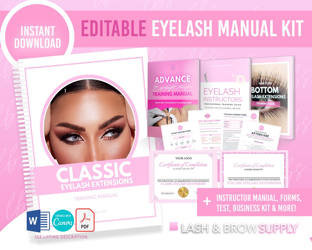 Editable Classic Eyelash Manual, Eyelash Training, Lash Class, Custom ...
