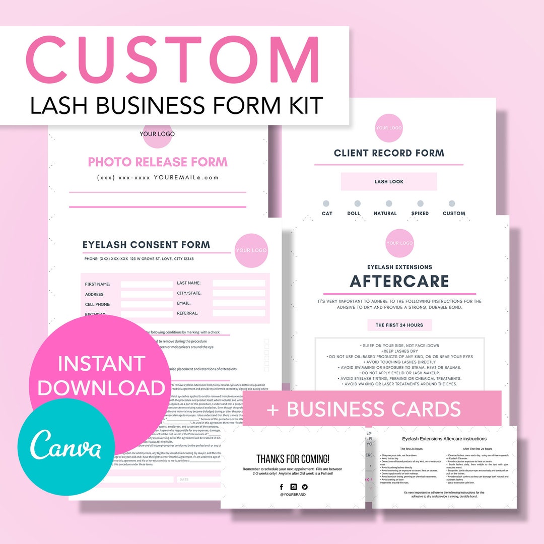 Eyelash Client Waiver, Consent Form, Aftercare, Printable PDF for ...