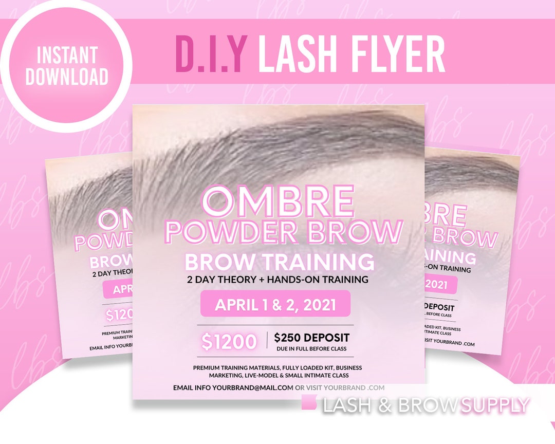 DIY Ombre Brow Class Flyer, Instant Download, Eyebrow Flyer, Brow Tech ...